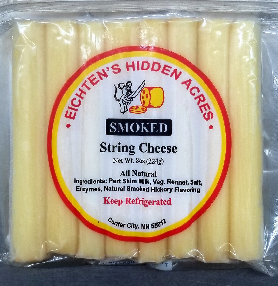 Smoked String Cheese, Smoked 8 oz Package – Eichtens Cheeses, Gifts & Foods